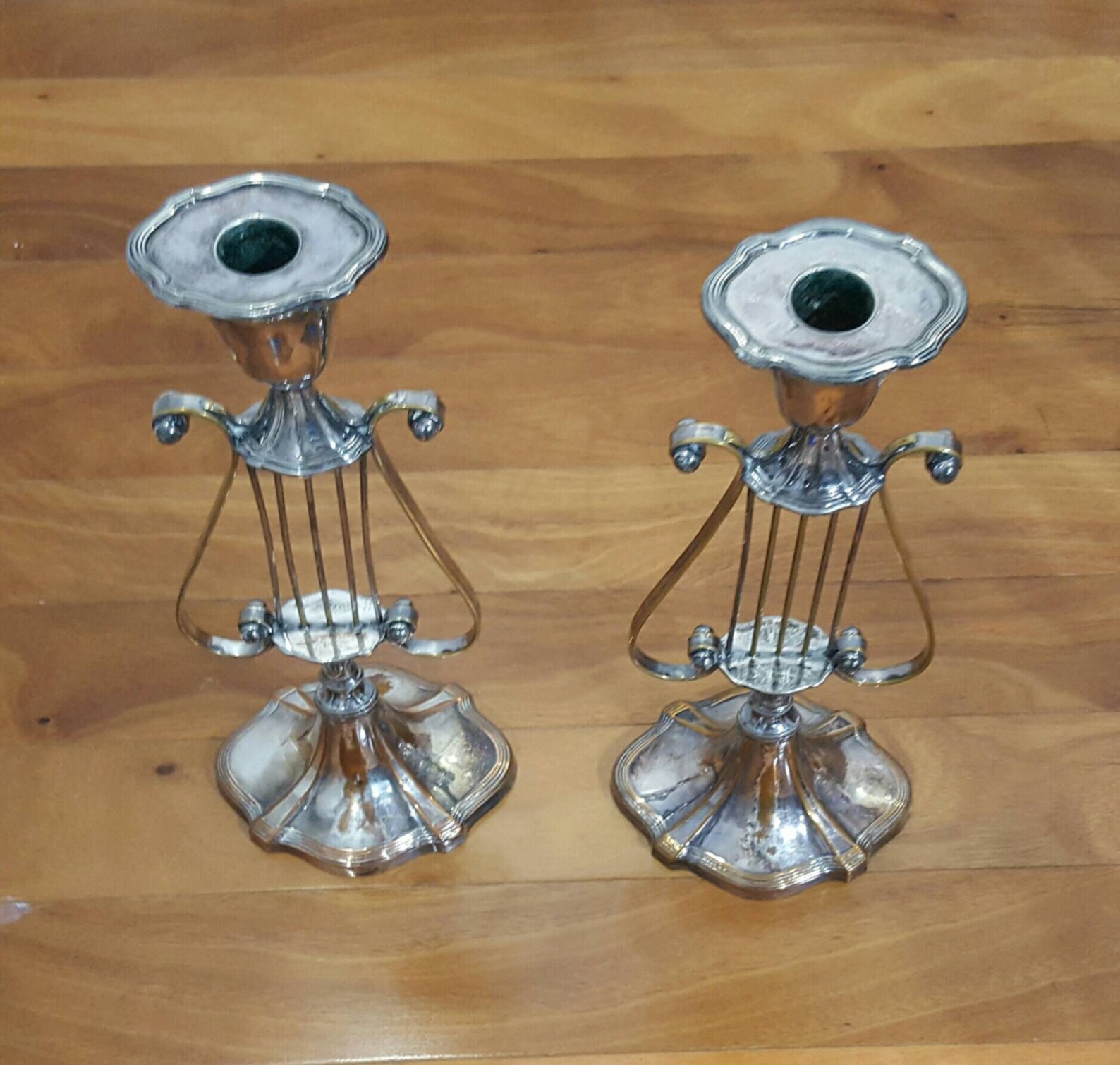 Gorgeous Vintage BARBOUR Silver Plate Large Harp Candlestick Holders 12 ...