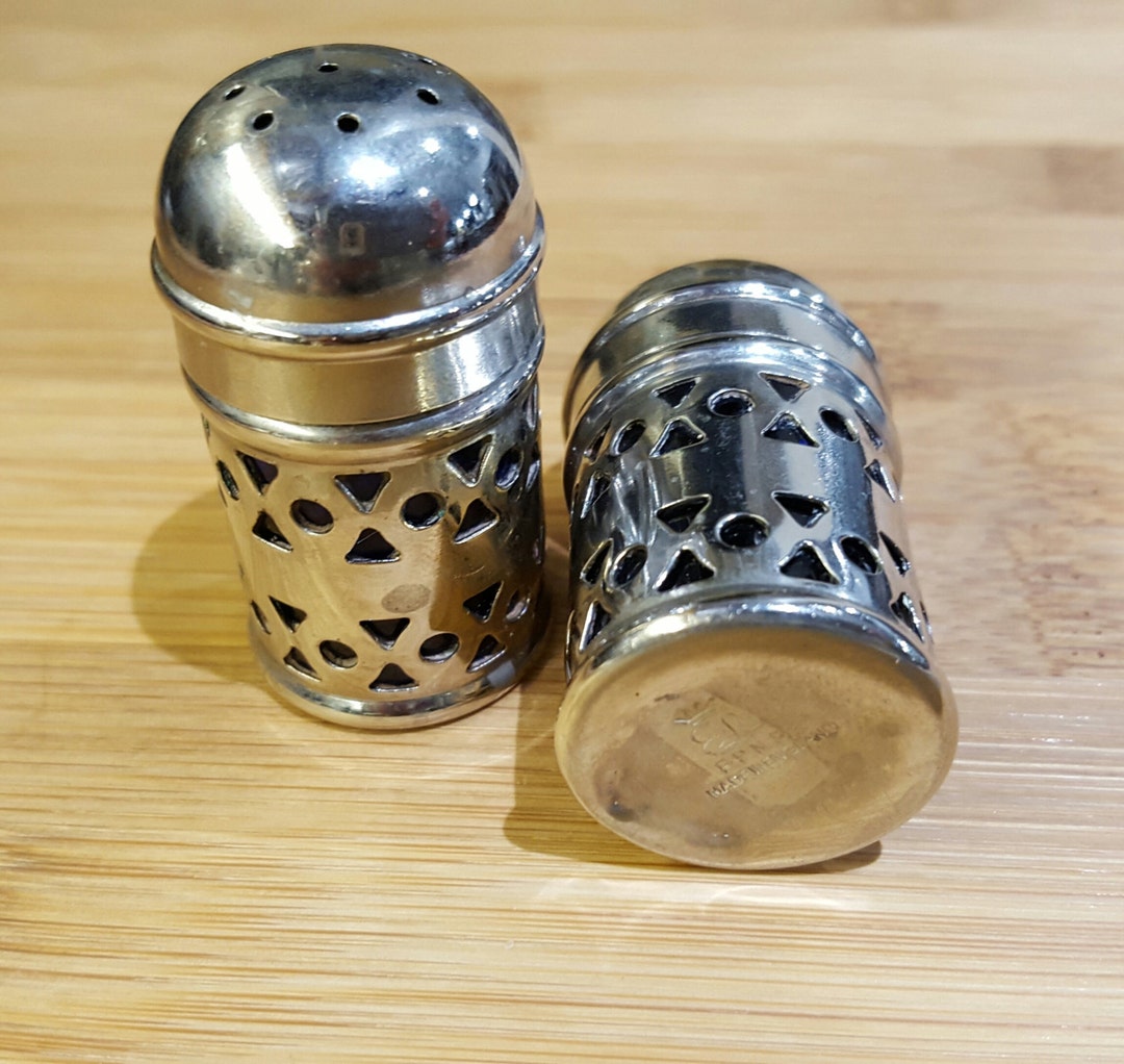 Vintage EL Silver Plate W Cobalt Blue Liners Individual Salt & Pepper ...