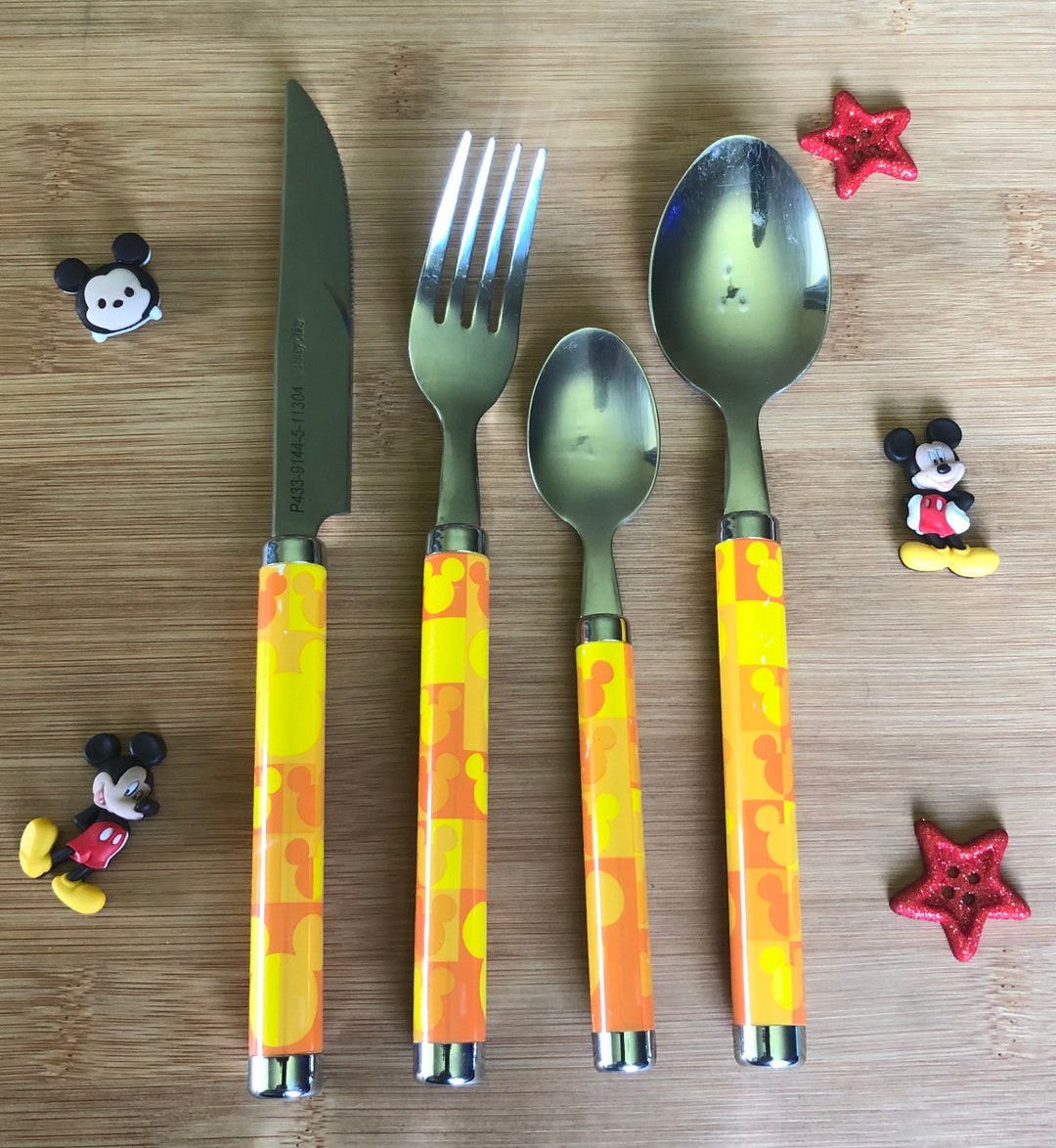 Vintage Collectible DISNEY Stainless MICKEY MOUSE Themed 4 Piece Youth ...