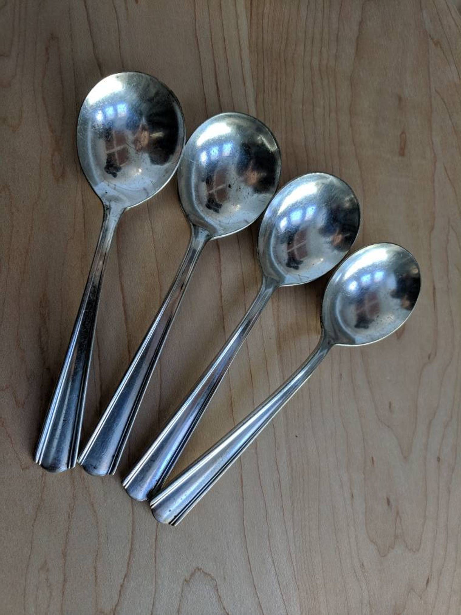 Antique VICTOR Silver Art Deco Round Bowl Soup Spoon cream 5 | Etsy