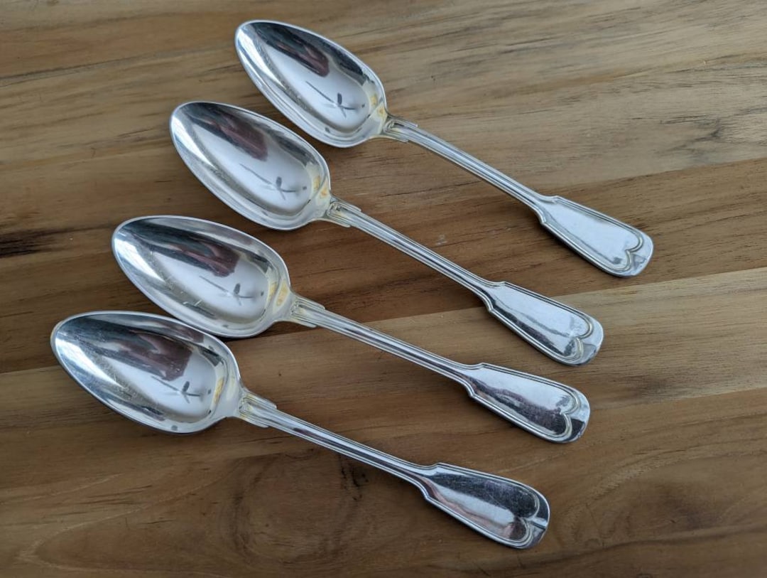 Antique French Silver 1902 FIDDLE THREAD Continental Serving Tablespoon ...