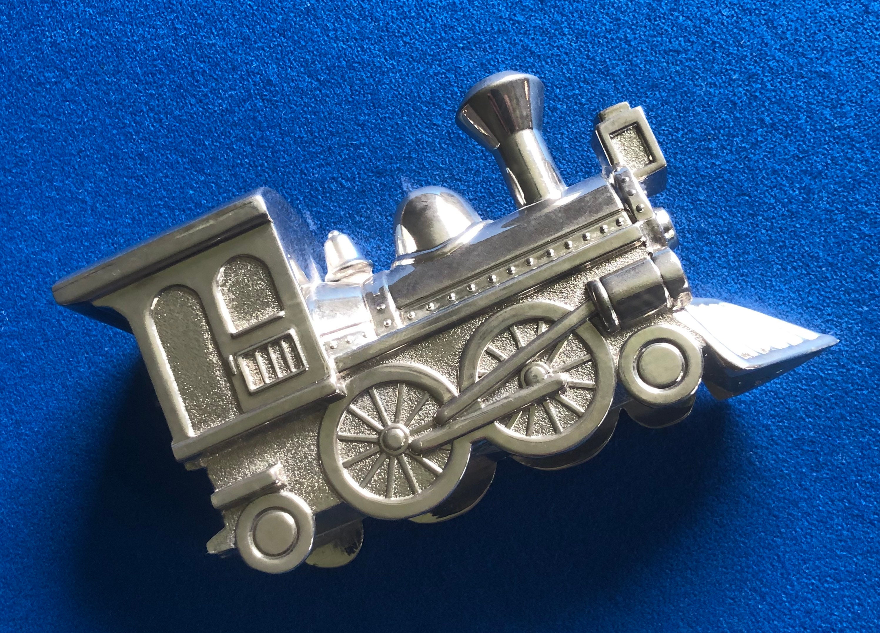 Vintage Collectible Silver Plate STEAM ENGINE TRAIN Souvenir Coin Bank ...