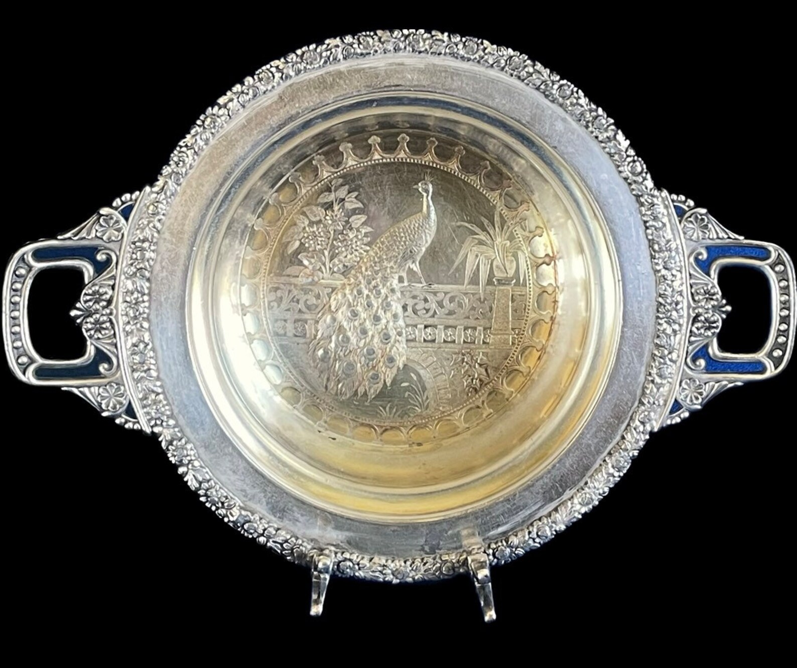 Antique SIMPSON HALL MILLER Co Silver 1898 Peacock Repousse Covered ...