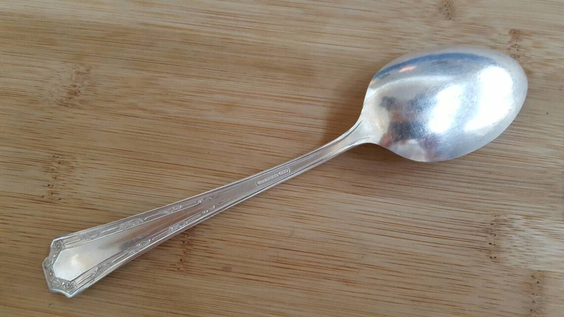 Antique FAIRFIELD Silver Plate 1915 ALPHA Serving Tablespoon 8 1/8 ...