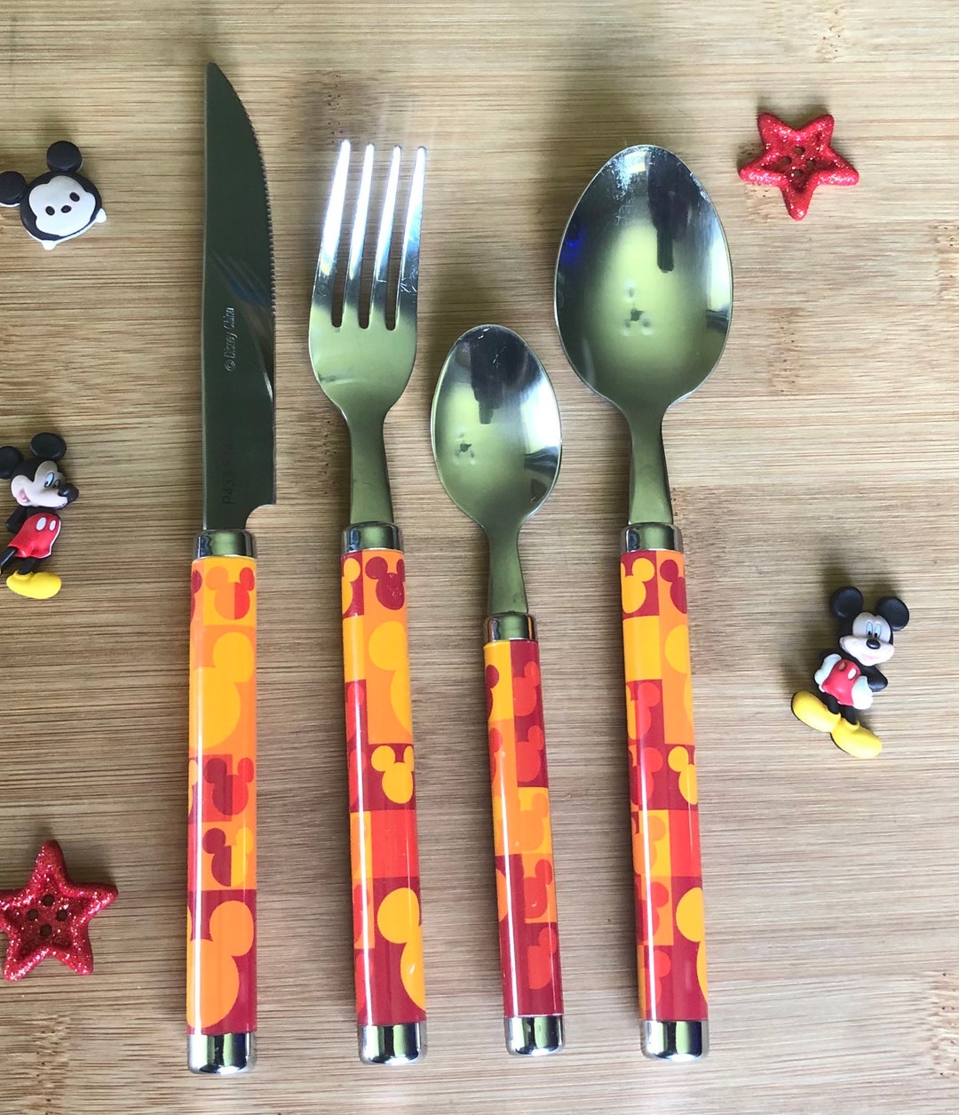 Vintage Collectible DISNEY Stainless MICKEY MOUSE Themed 4 Piece Youth ...