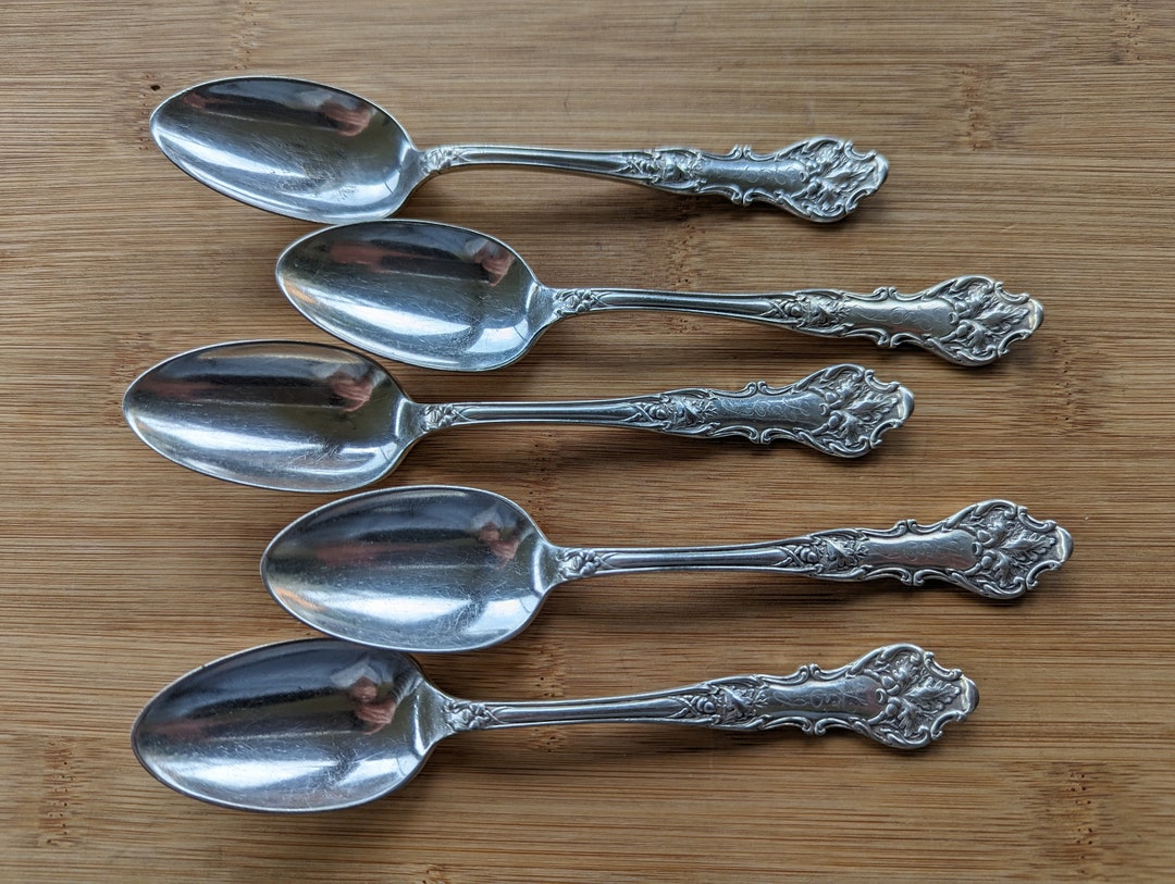Antique 1847 Rogers Bros 1906 CHARTER OAK Teaspoon 6" Mono LEJ, Set of ...