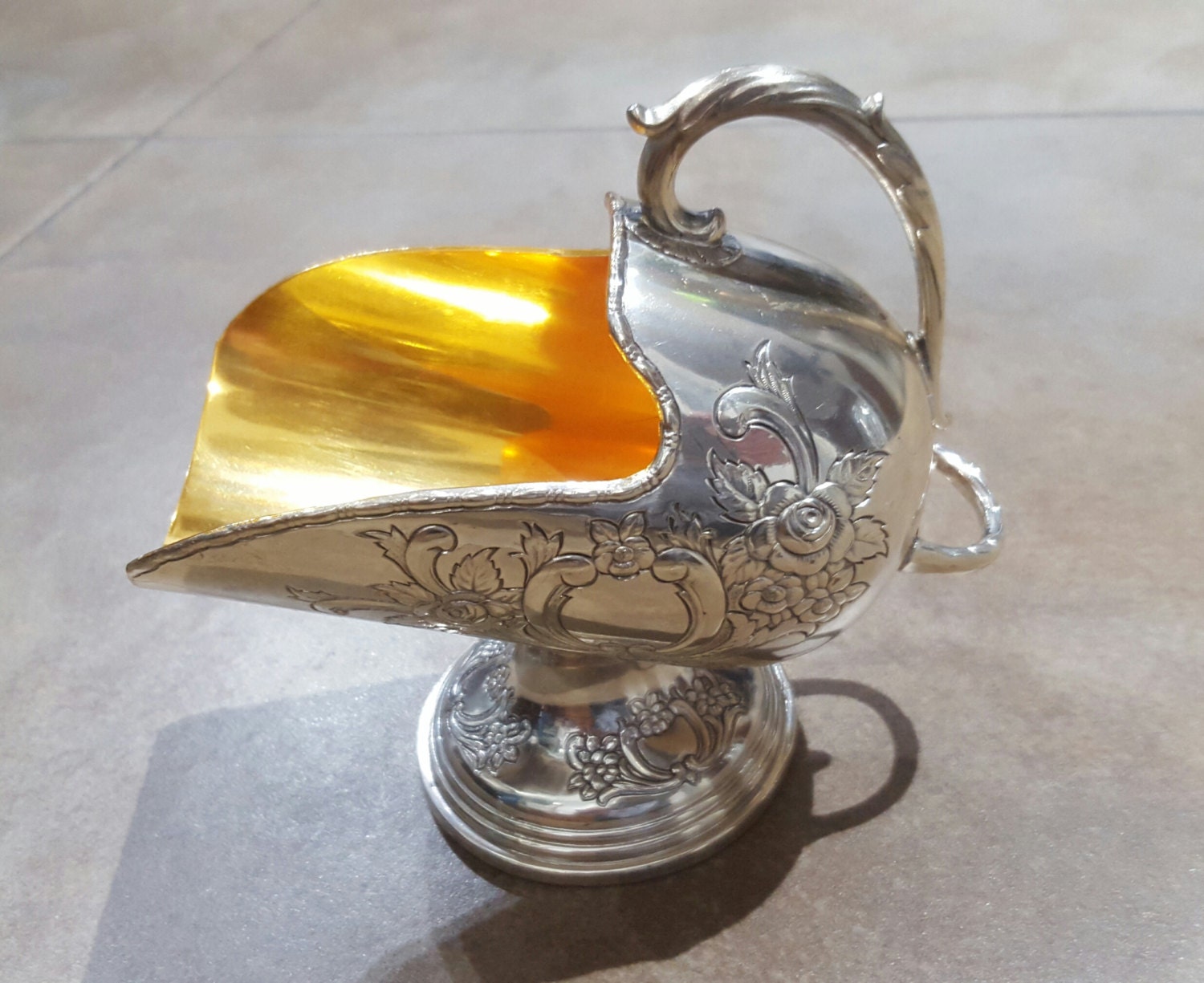 Vintage RAIMOND Silver Ornate Etched Sugar Scuttle Bowl Floral | Etsy