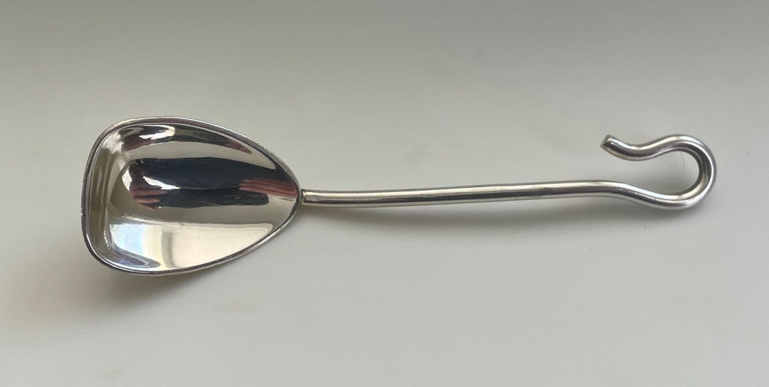 Antique Collectible Silver Plate Hooked Handle Small Salt/mustard Spoon ...