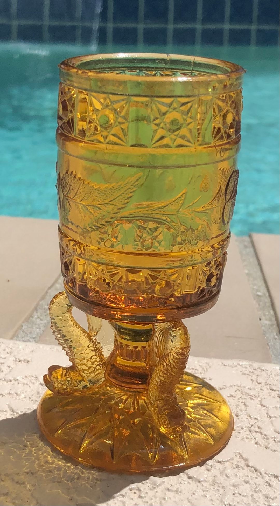Antique BRYCE HIGBEE Amber Glass Dolphin Footed Match/toothpick Holder ...