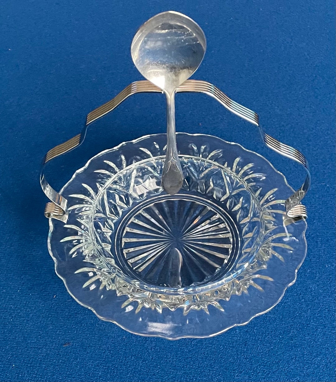 Gorgeous Antique Elegant Collectible Crystal & Silver Plate Relish/bon ...