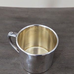 Vintage ONEIDA Silver Plate Baby Christening Cup 2 3/8" W/handle, Mono ...