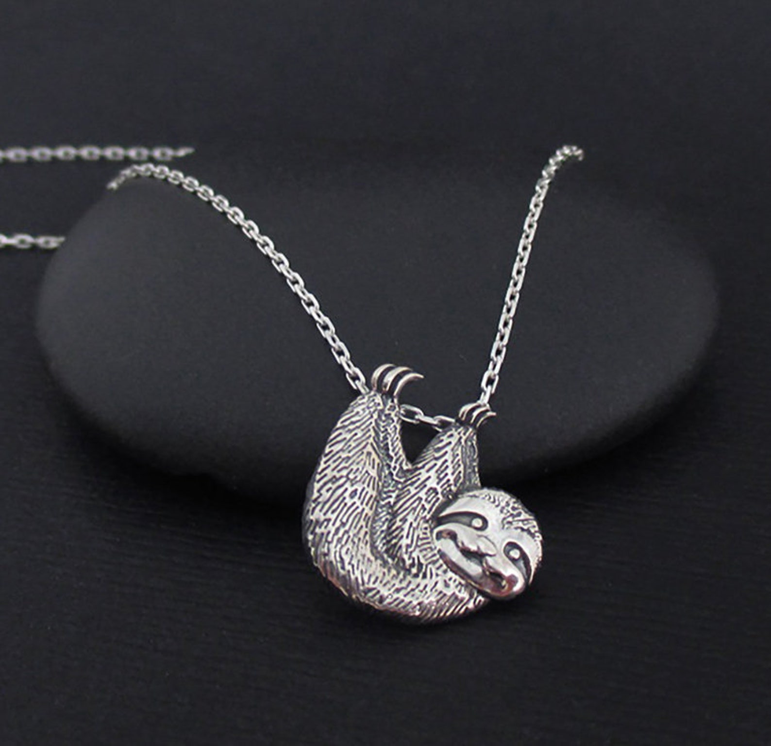 Sloth Necklace Sterling Silver Baby Sloth Charm Necklace - Etsy