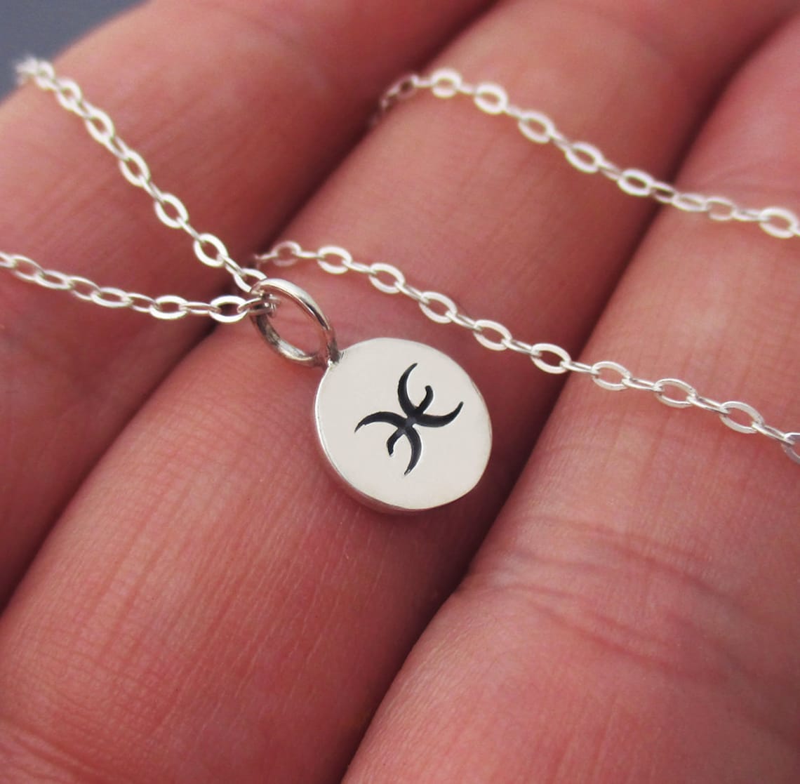 Pisces Necklace Sterling Silver Pisces Zodiac Charm Pendant - Etsy