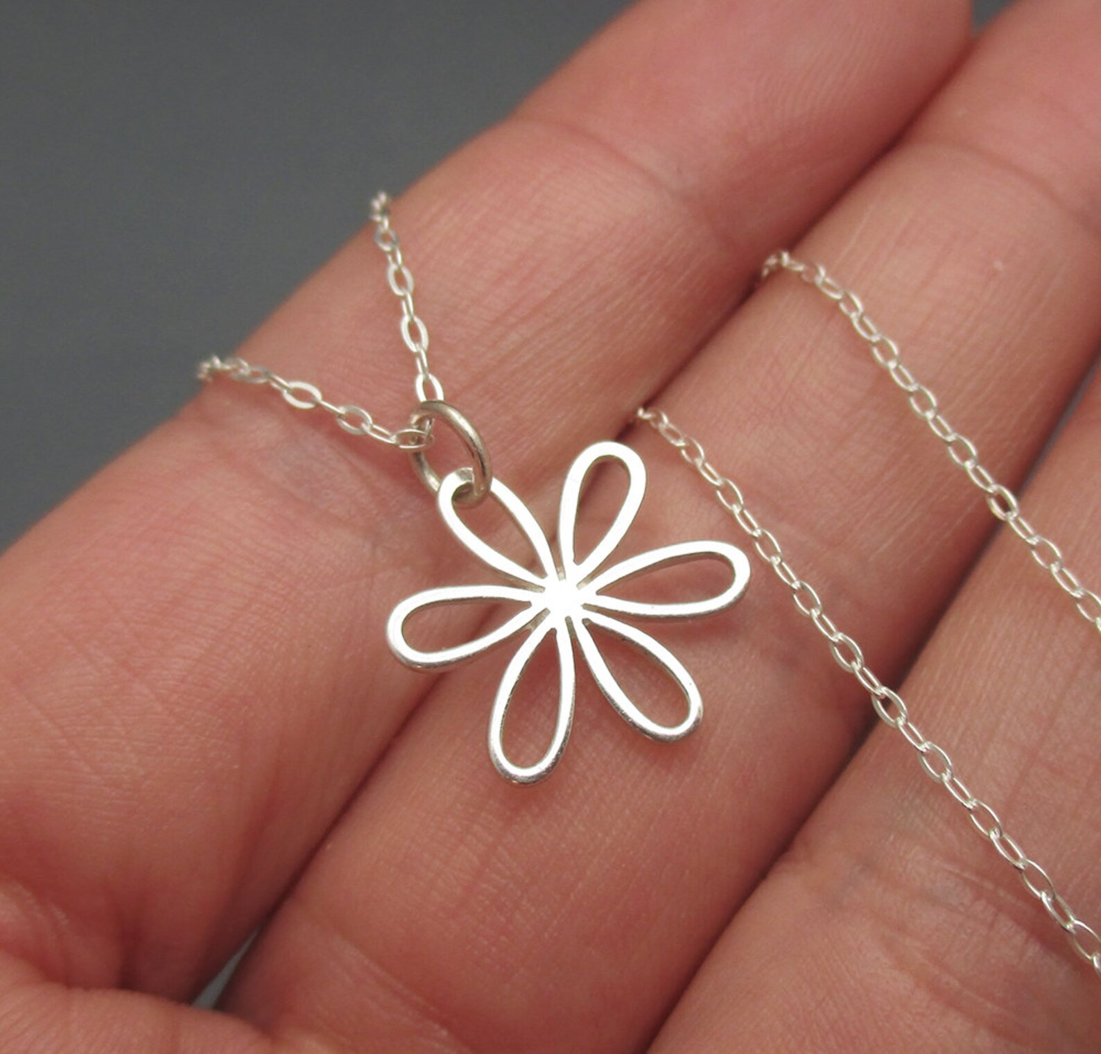 Daisy Necklace Sterling Silver Daisy Flower Necklace Flower - Etsy
