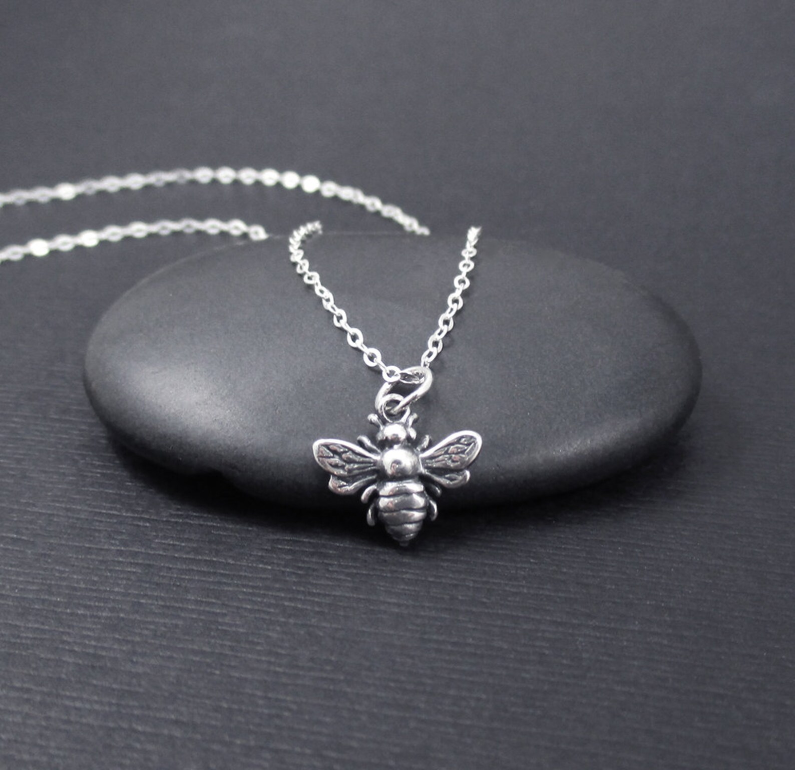 Honey Bee Necklace Sterling Silver Tiny Honeybee Bumble Bee - Etsy