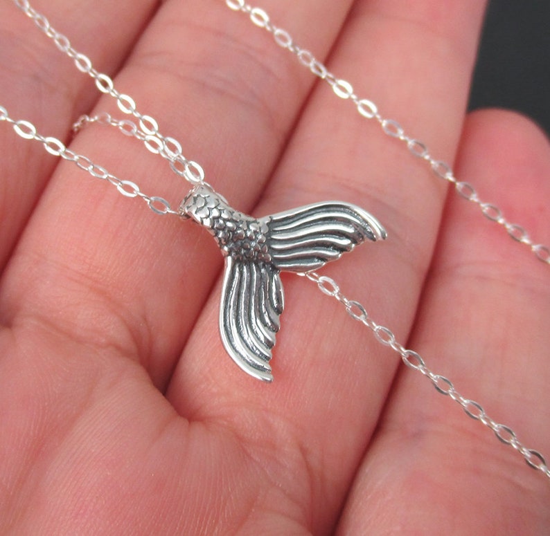 Mermaid Tail Necklace Sterling Silver Mermaid Charm Pendant | Etsy