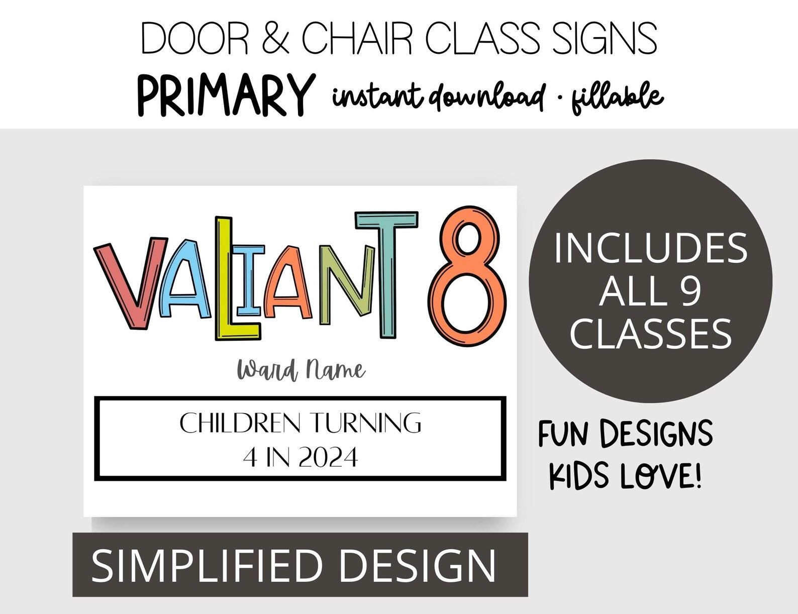 Primary Class Signs- Simplified-instant Download - Etsy