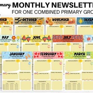 Primary Monthly Newsletters I Fillable I Printable - Etsy