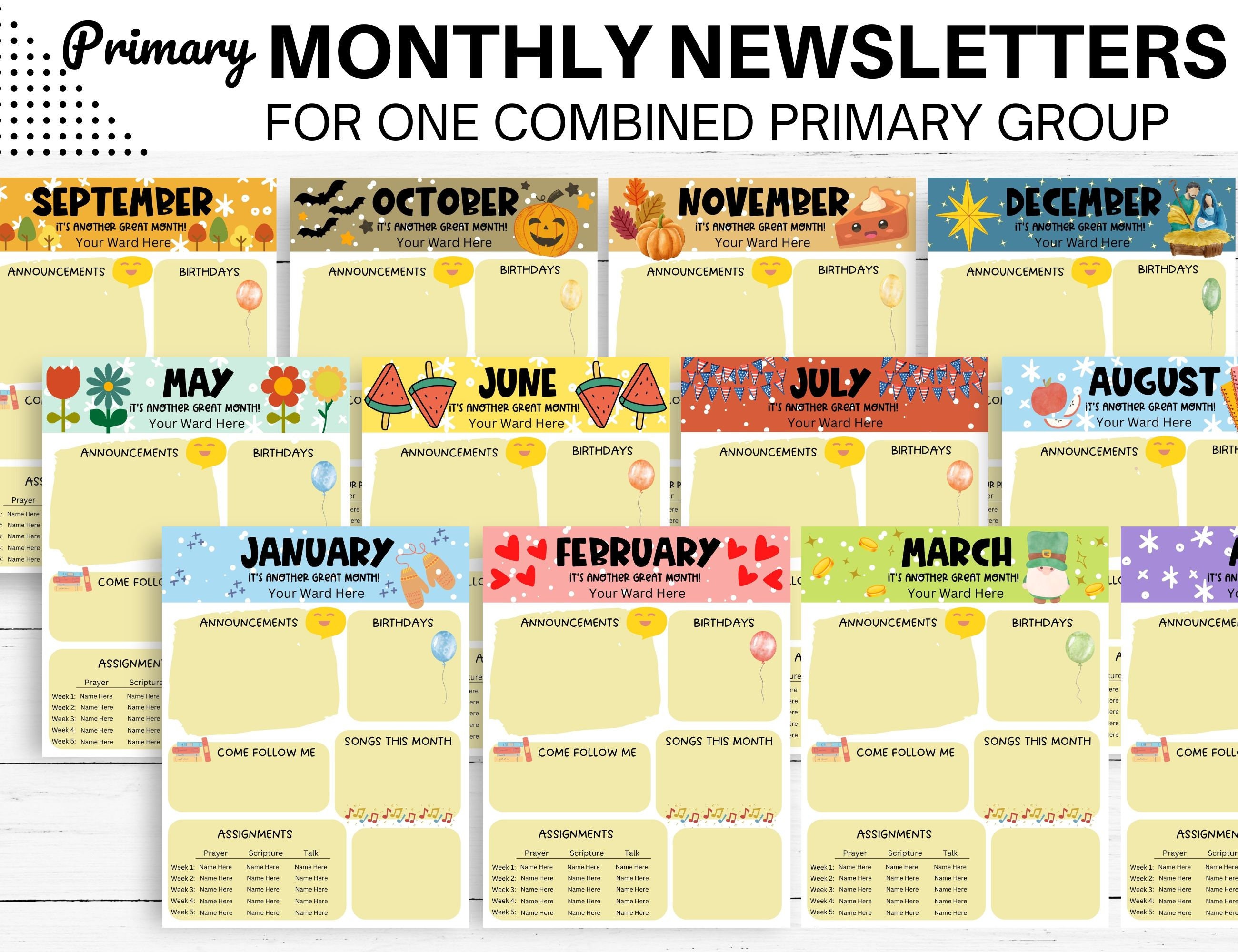 Primary Monthly Newsletters I Fillable I Printable - Etsy