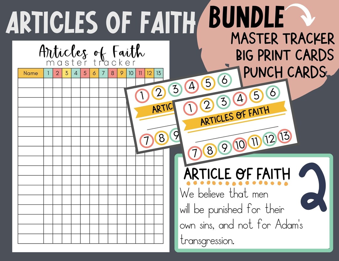 Articles of Faith Bundle-fillable PRINTABLE - Etsy
