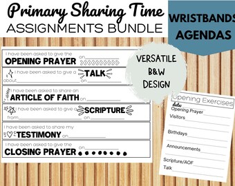 Primary Sharing Time Bundle, Talk Assignment Wristbands, Badges, Cards ...