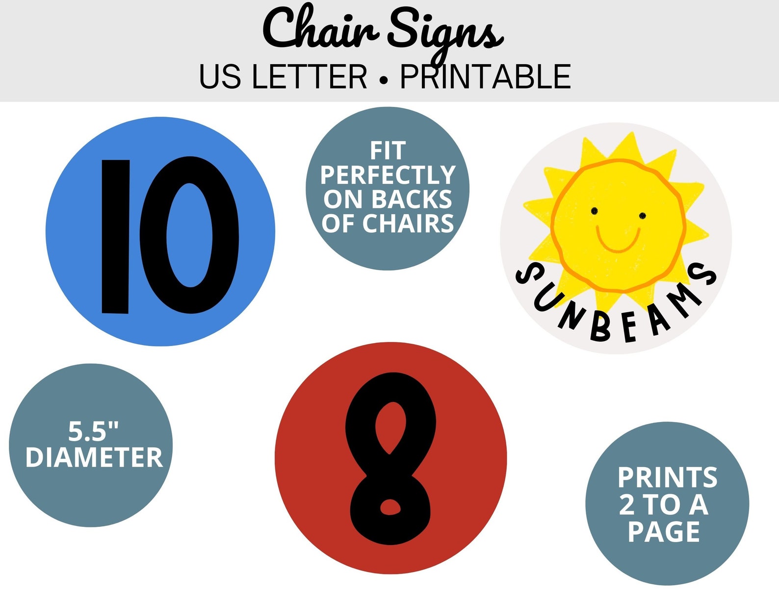 Primary Class Door and Chair Signs EDITABLE PRINTABLE - Etsy