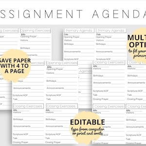 Primary Sharing Time Assignment Bracelets, Stickers, and Agendas BUNDLE ...