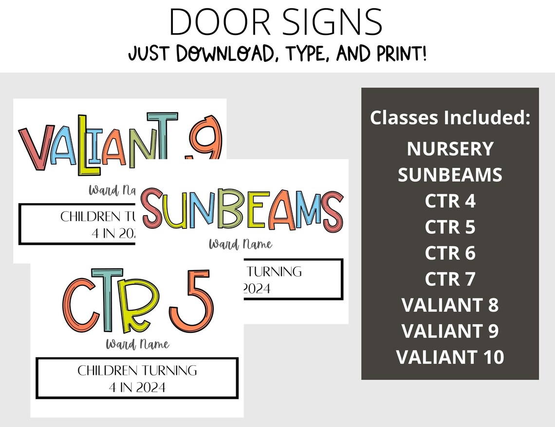 Primary Class Signs- Simplified-instant Download - Etsy