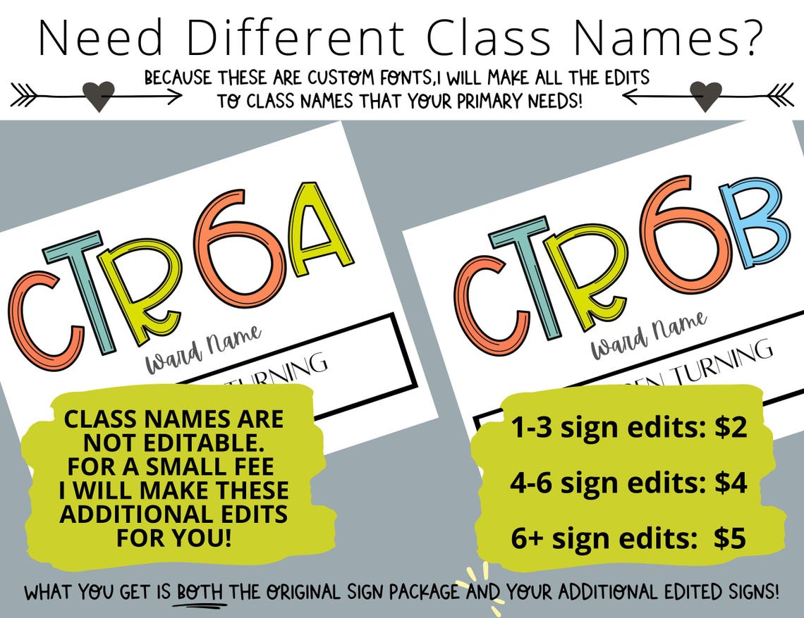 Primary Class Signs- Simplified-instant Download - Etsy