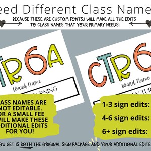 Primary Class Signs- Simplified-instant Download - Etsy