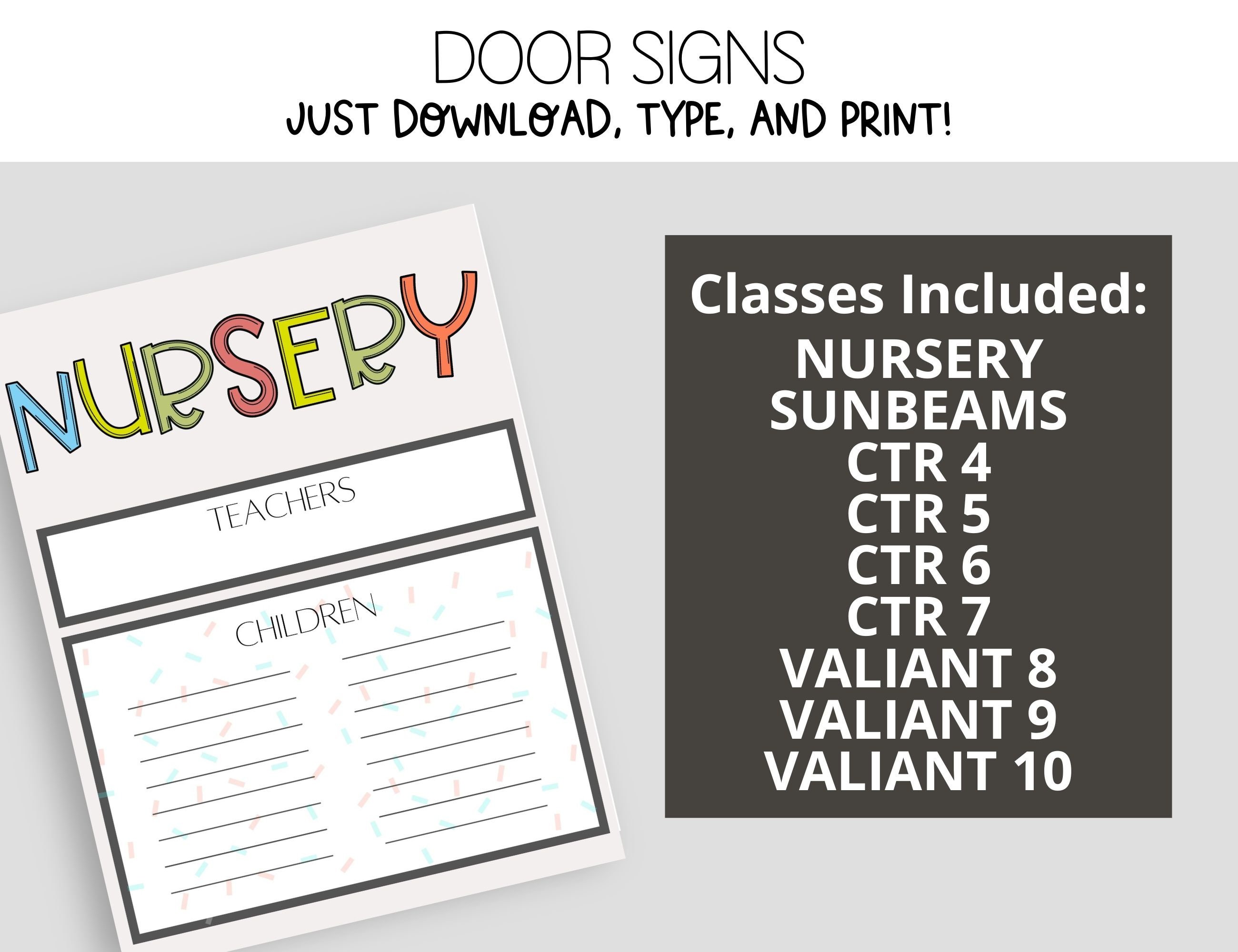 Primary Door and Chair Signs-editable PRINTABLES - Etsy