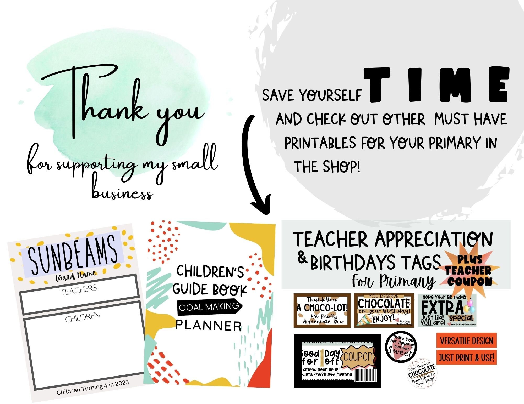 Birthday and Appreciation Tags for Primary Children - Etsy