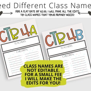 Primary Door and Chair Signs-editable PRINTABLES - Etsy