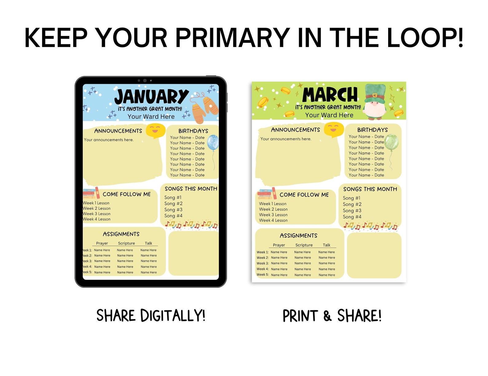 Primary Monthly Newsletters I Fillable I Printable - Etsy