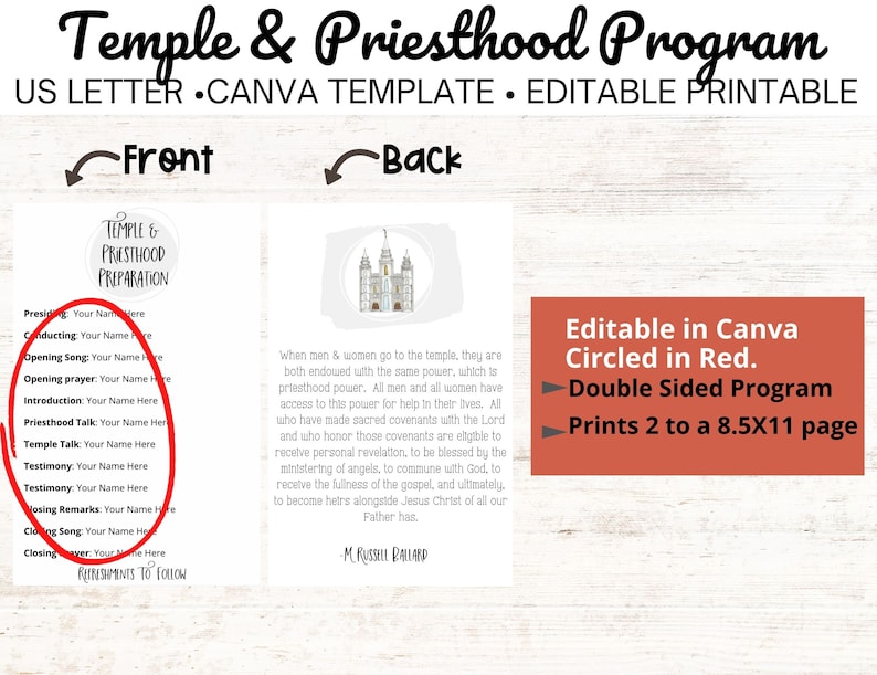 Temple and Priesthood Preparation Flyer Program Bundle - Etsy