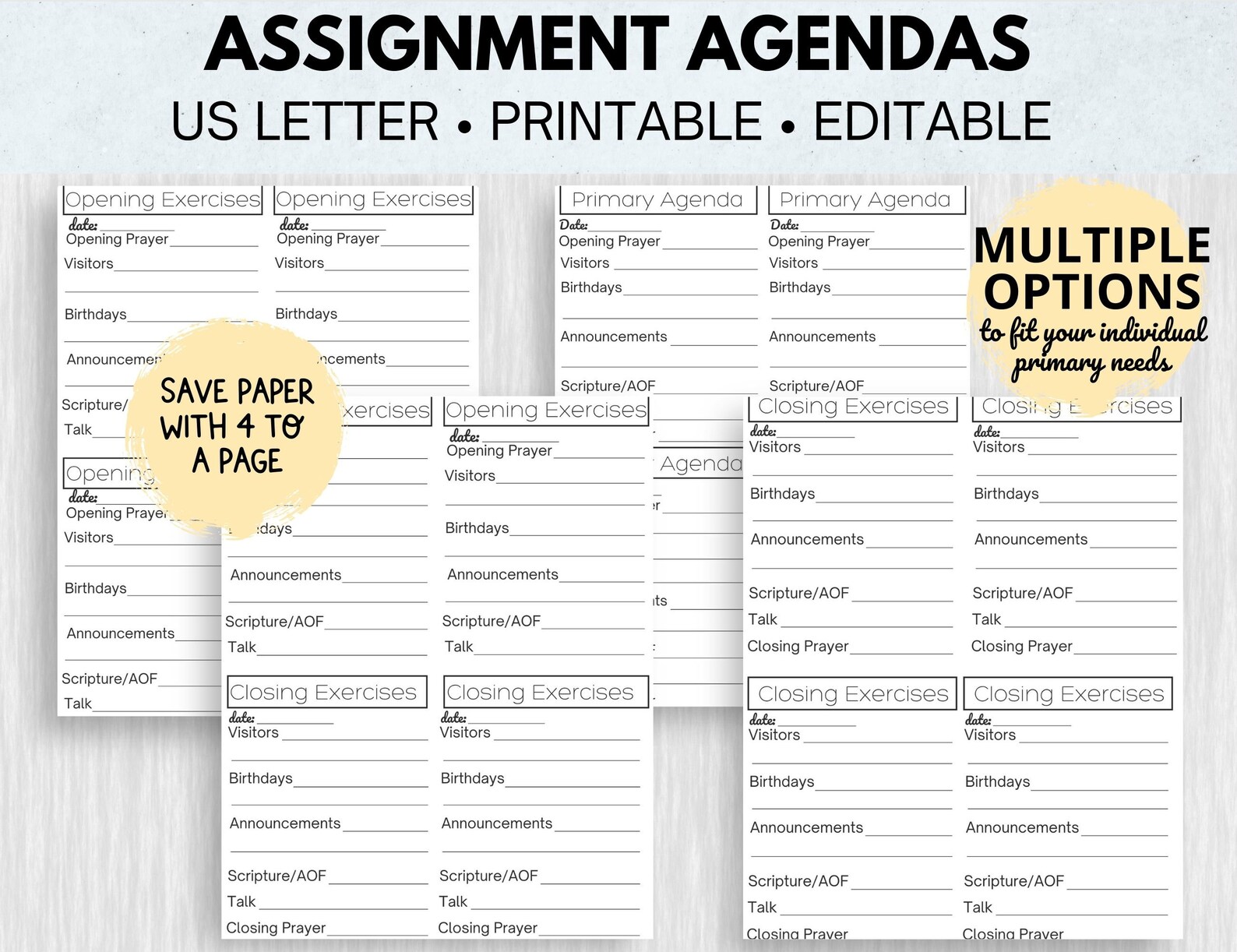 Primary Sharing Time Assignment Wristbands & Agendas - Etsy