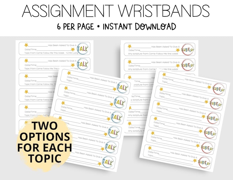 Primary Sharing Time Assignment Bracelets, Stickers, and Agendas BUNDLE ...