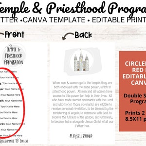 Temple and Priesthood Preview Invitation and Program L Digital Editable ...