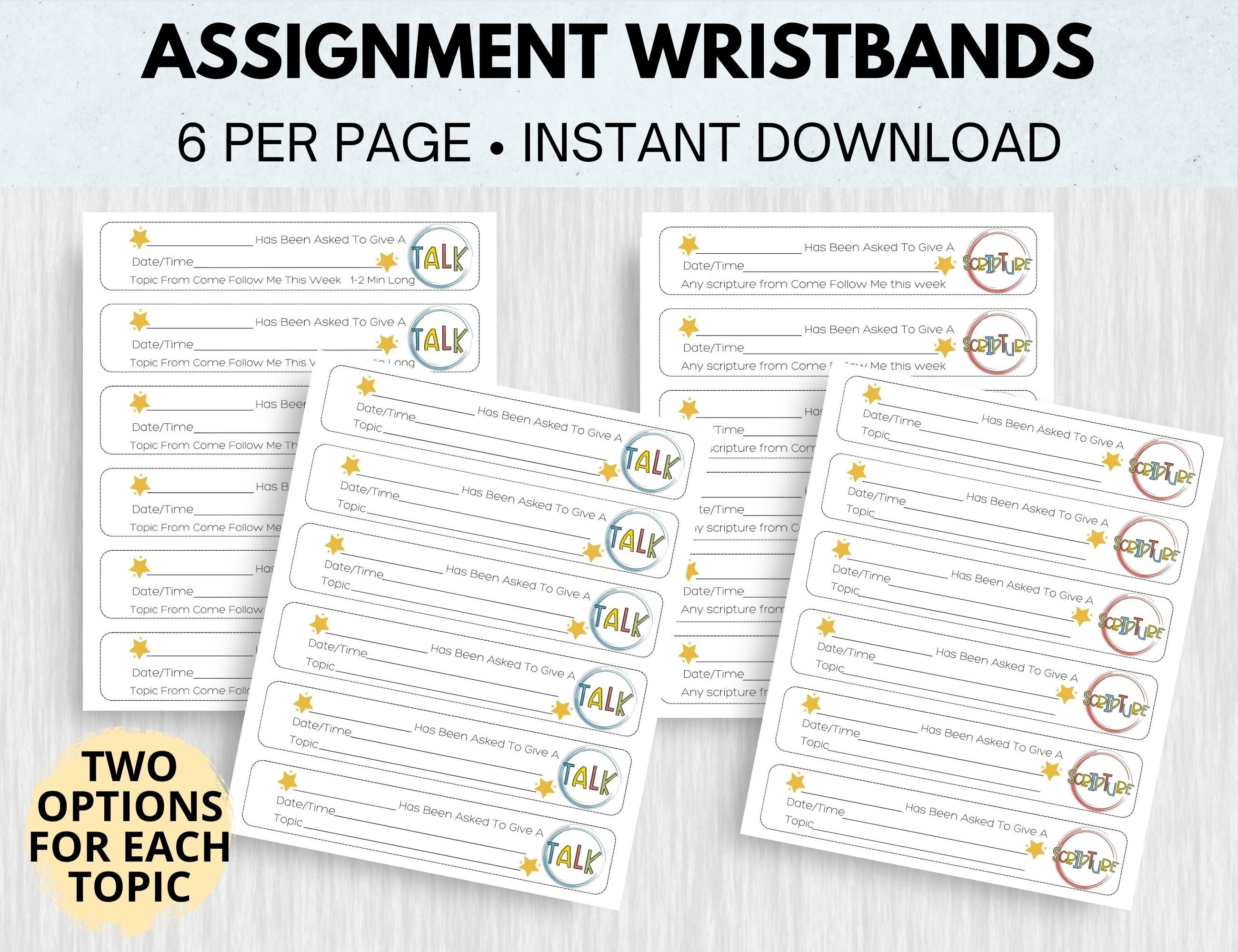 Primary Sharing Time Assignment Bracelets, Stickers, and Agendas BUNDLE ...
