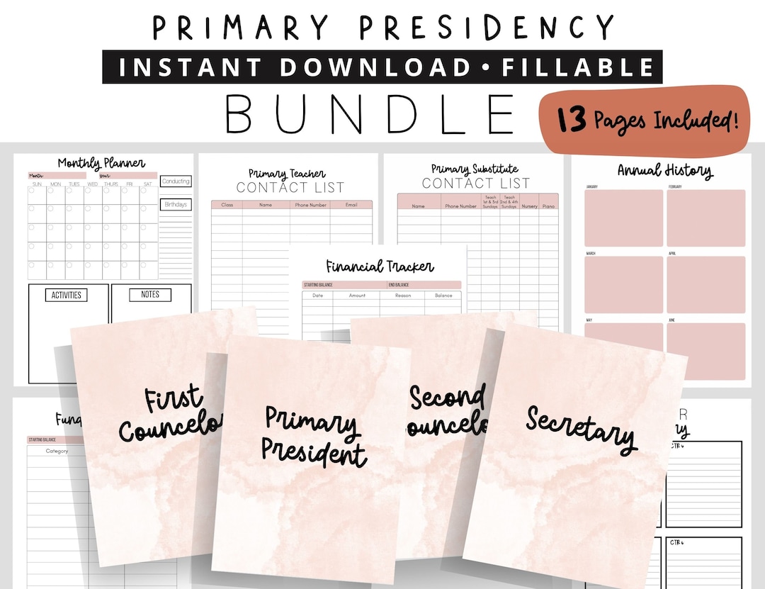 Primary Presidency Bundle - Instant Download - Etsy