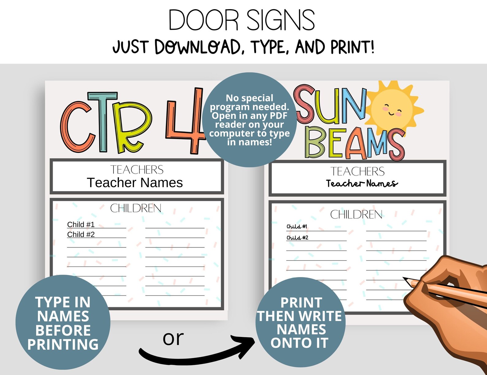 Primary Door and Chair Signs-editable PRINTABLES - Etsy