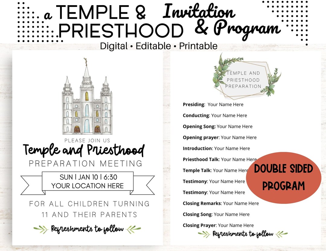Temple and Priesthood Preparation Flyer and Invitation - Etsy