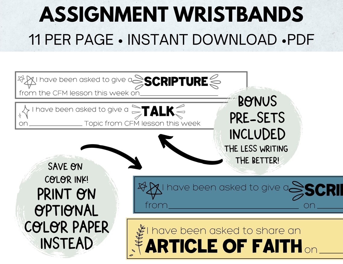 Primary Sharing Time Assignment Wristbands & Agendas - Etsy