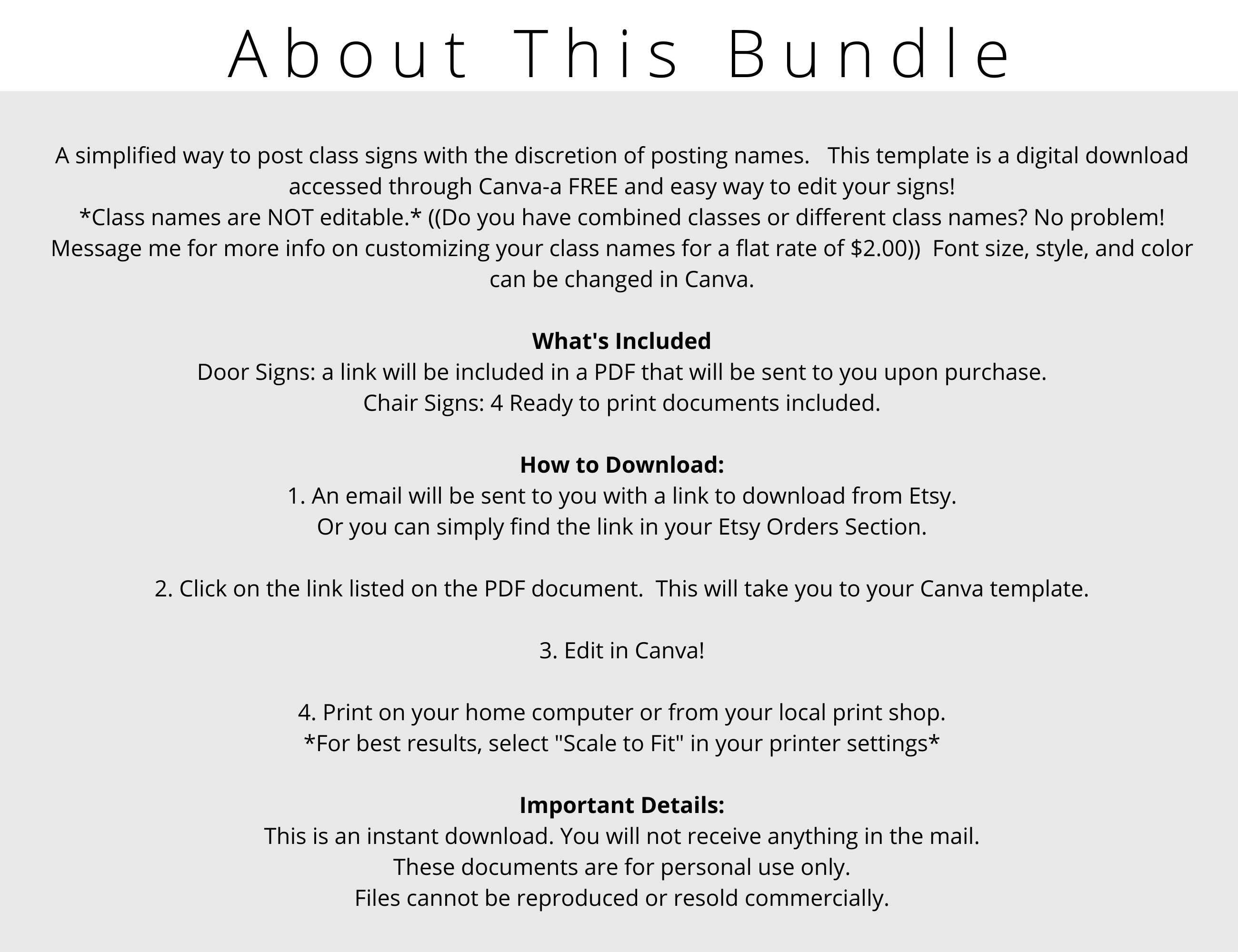 Primary Class Door Signs Instant Download - Etsy