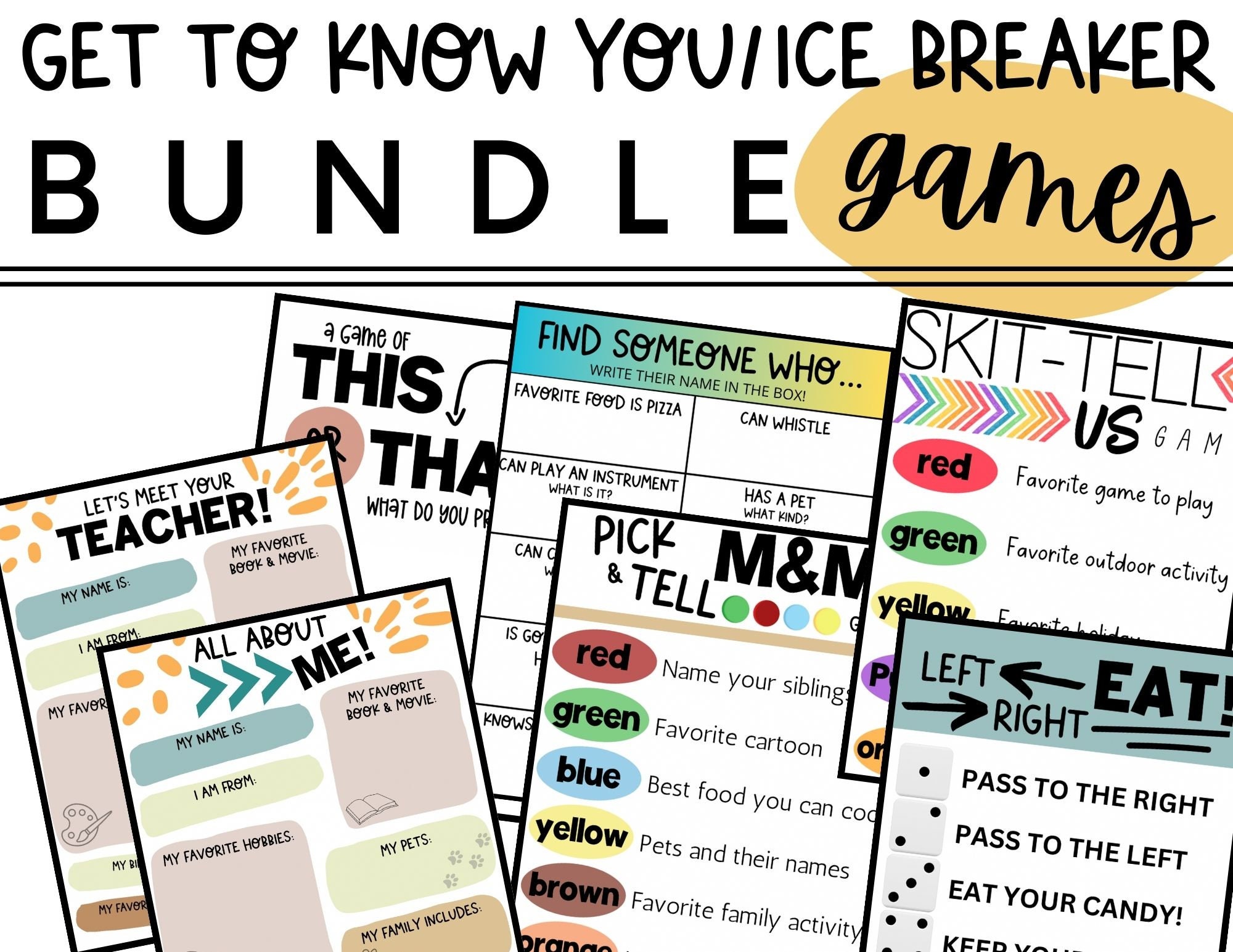 Get to Know You Games L All About Me Bundle - Etsy