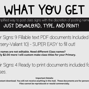 Primary Class Signs- Simplified-instant Download - Etsy