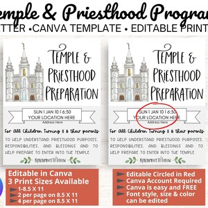 Temple and Priesthood Preview Invitation and Program L Digital Editable ...
