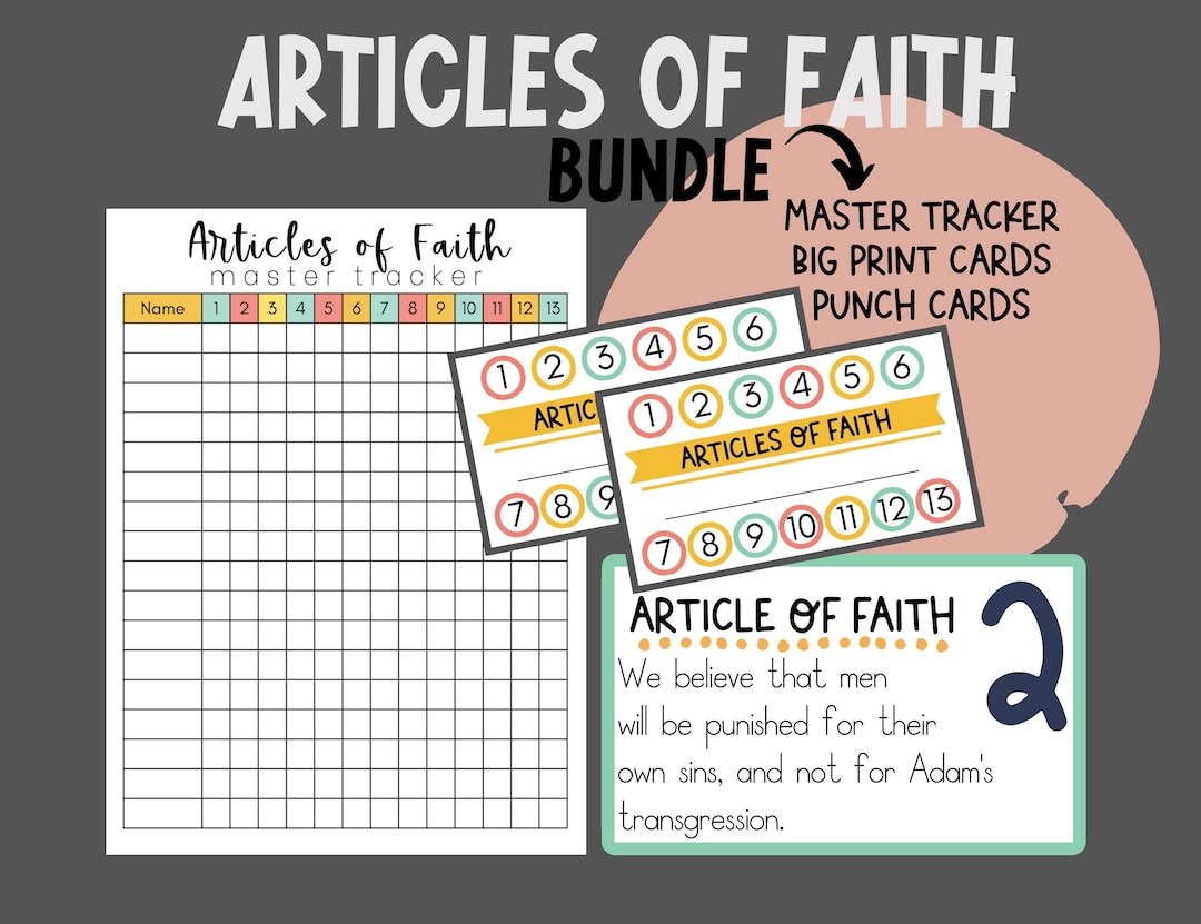 Articles of Faith Bundle-fillable PRINTABLE - Etsy