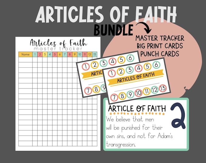 Articles of Faith Bundle PRINTABLE Articles of Faith Bingo Articles of ...