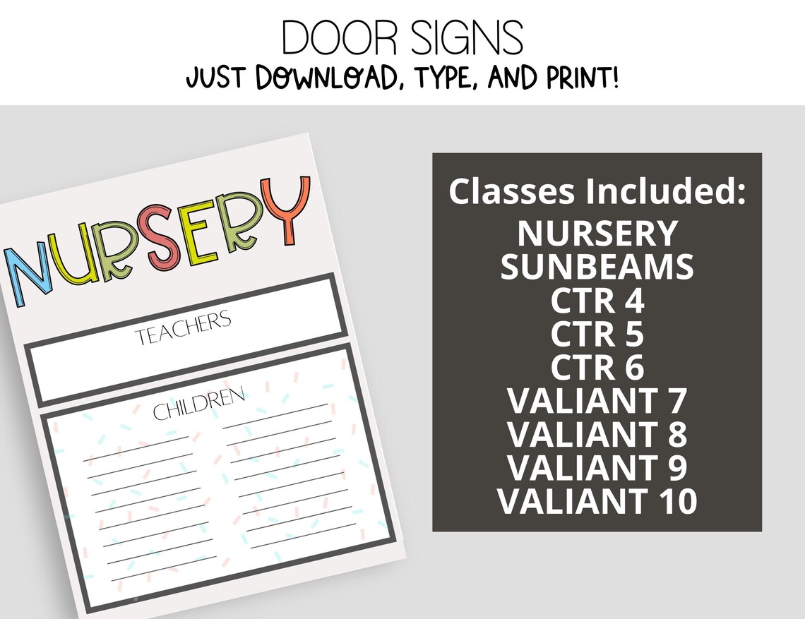 Primary Door and Chair Signs-editable PRINTABLES - Etsy